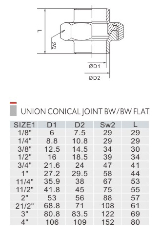 UNION CONICAL JOINT BW-BW FLAT - HUANRI GROUP